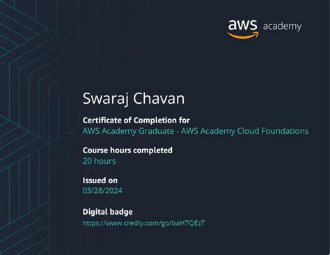 Completed Cloud Foundation Course By Aws Swaraj Chavan Posted On