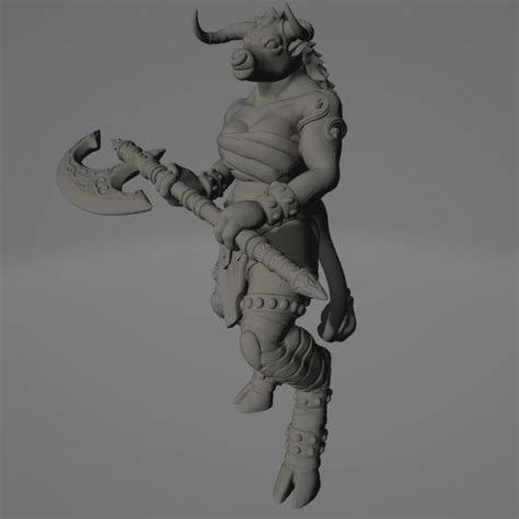 3d Printable Minotaur Lady By Tarius Trinkets