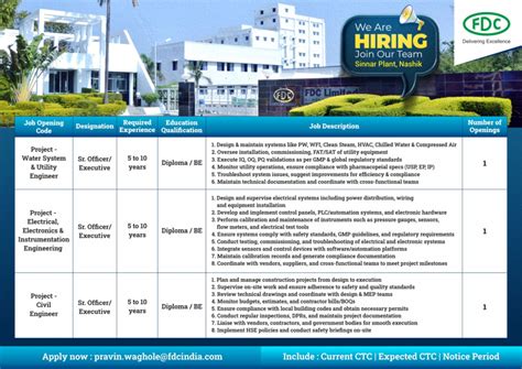 Fdc Limited Job Openings For Multiple Positions For Pharmaceuticals
