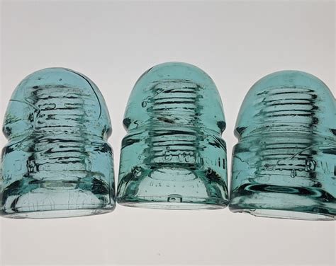 Antique Glass Insulators Cd 143 Blue Dwight Pattern Etsy