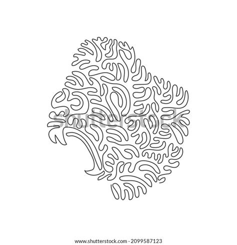 Single Swirl Continuous Line Drawing Scary Stock Vector Royalty Free