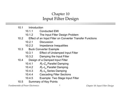 Input Filter Design Power Electronics Chapter