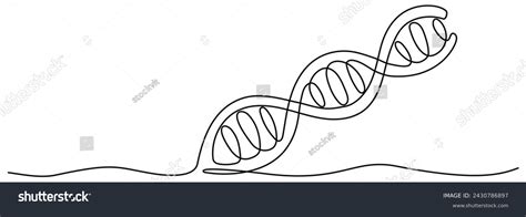Dna Continuous One Line Drawing Genome Stock Vector Royalty Free