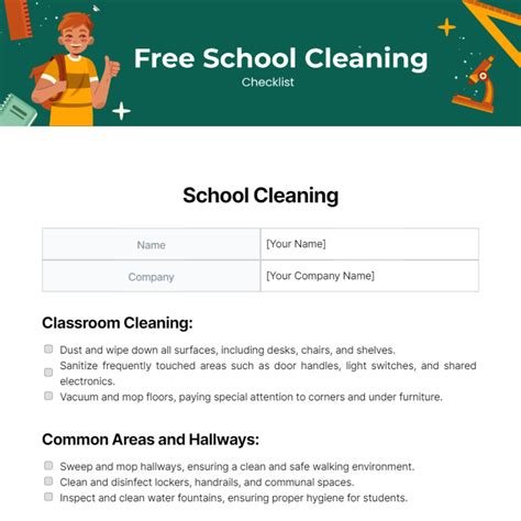 Free School Cleaning Checklist Template To Edit Online
