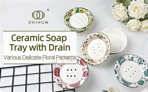 Floral Decorative Self Draining Soap Dish Double Layer