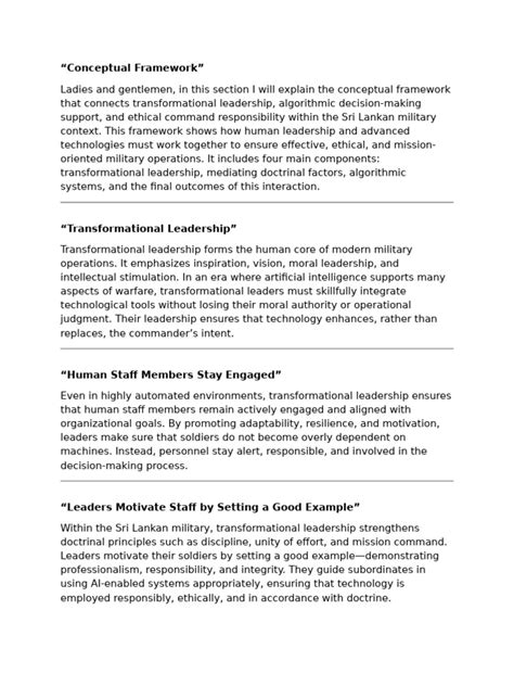 Transformational Leadership In Sri Lankan Military Pdf Leadership