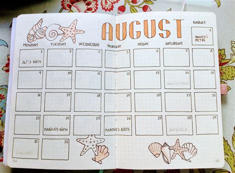 August Calendar Theme Ideas