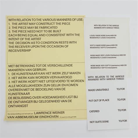 Lawrence Weiner Relation To The Various Manners Of Use Van