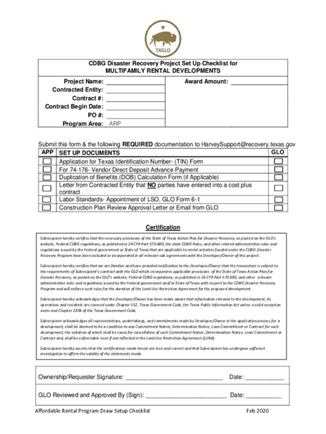 Fillable Online Cdbg Disaster Recovery Project Draw Request Checklist