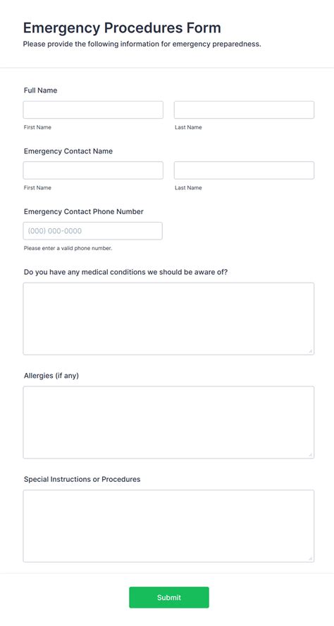 Emergency Procedures Form Template Jotform