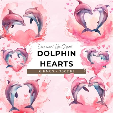 6 Png Dolphin Heart Digital Download Design Digital Craft