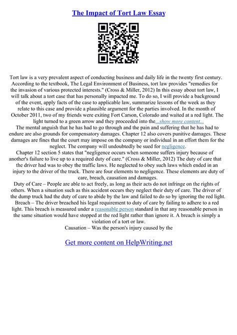 Tort Essay Pdf