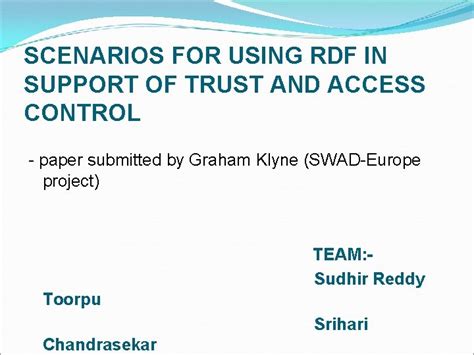 Scenarios For Using Rdf In Support Of Trust