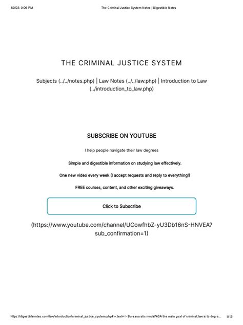 The Criminal Justice System Notes Digestible Notes Pdf Arrest
