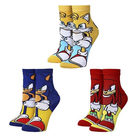 Sonic The Hedgehog Animigos 360 Character Youth Sock 3 Pack