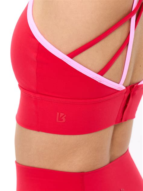 Geo Sports Bra Salsa Red And Pink