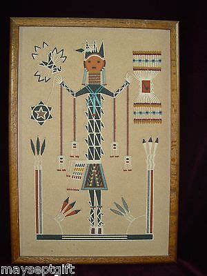 Vintage Navajo Native American Indian Sand Painting Juanita Stevens