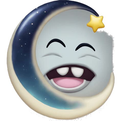 Crescent Moon With Crazy Face Emoji