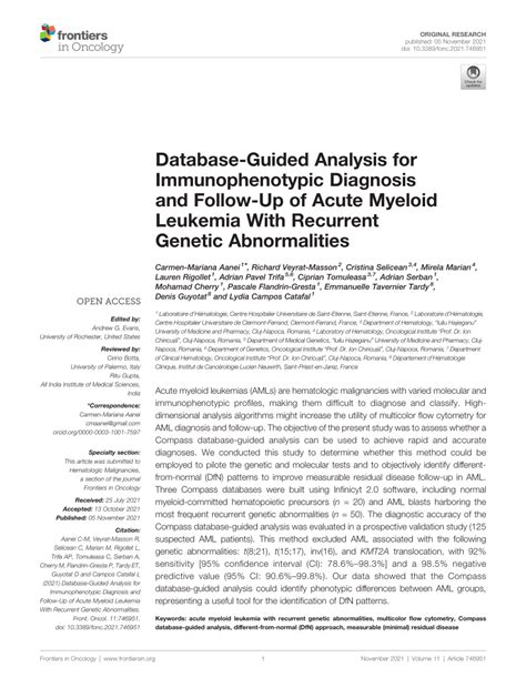 Pdf Database Guided Analysis For Immunophenotypic Diagnosis And Follow Up Of Acute Myeloid