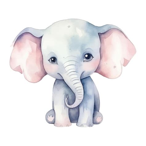 Ilustração Vetorial De Elefante Aquarela Com Elefante Desenhado à Mão