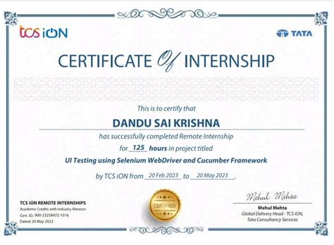 Sai Krishna Dandu On Linkedin Happylearning Tcsion Internship Tcs Prepinsta