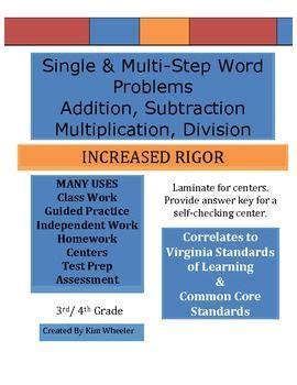 Single Multi Step Word Problems Add Subtract Multiply Divide SET Word Problems