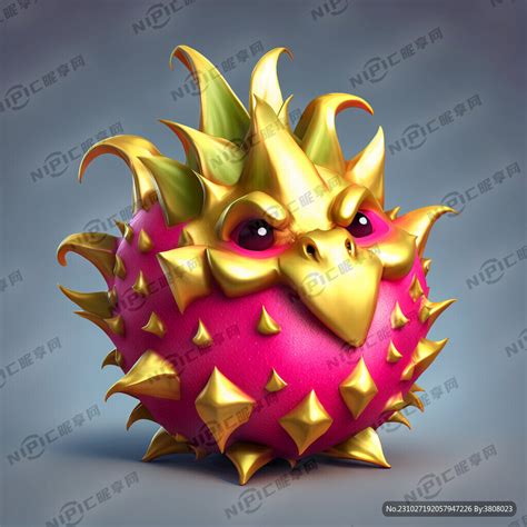 Ai创作图金色火龙果卡通 火龙果卡通 昵图网
