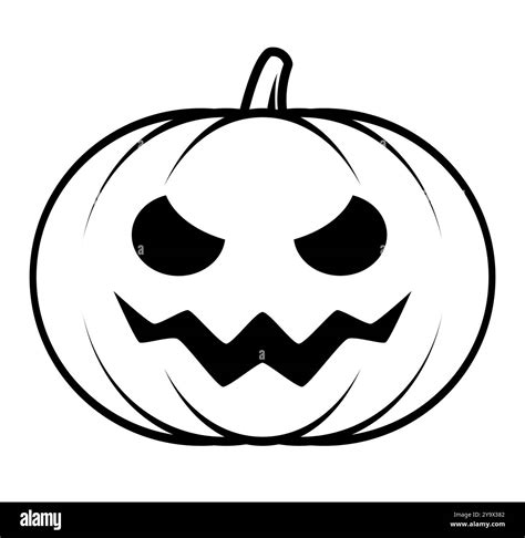 Halloween Pumpkin Black And White Vector Cartoon Illustration Of Jack Lantern Isolated On