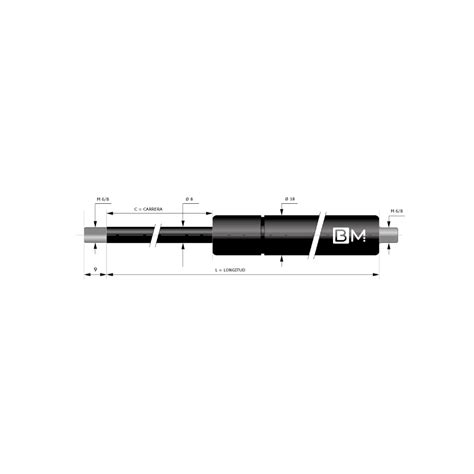 Muelle De Gas Con Terminales Roscados 8 18 L545 C250 700n