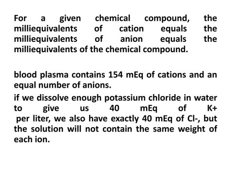 Electrolyte And Milliequivalent And Millimole Pptx