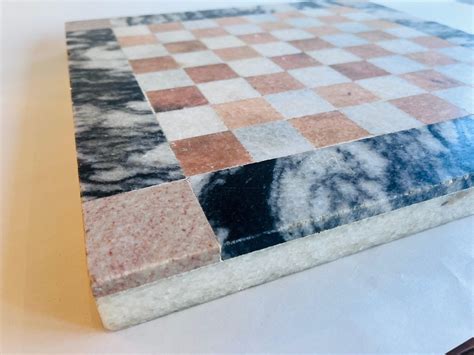 Specimen Mixed Stone Vintage Massive And Heavy Chess And Checkers Game