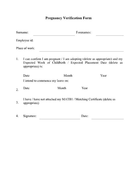 Free Printable Pregnancy Verification Forms Free Printable Templates