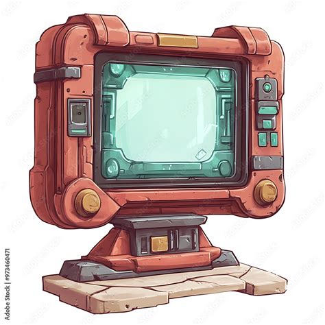 Retrofuturistic Sci Fi Computer Terminal With Blank Screen For Game