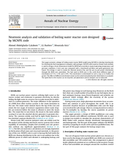 Pdf Neutronic Analysis And Validation Of Boiling Water Reactor Core Designed By Mcnpx Code