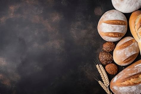 Premium Ai Image Top View Of Delicious Bread Composition Background