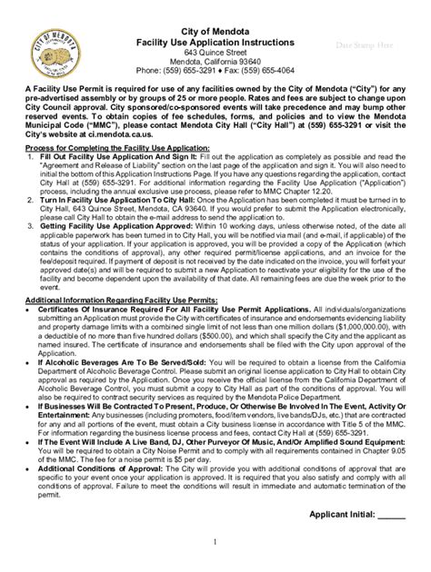 Fillable Online Facility Use Application Instructions Fax Email Print Pdffiller