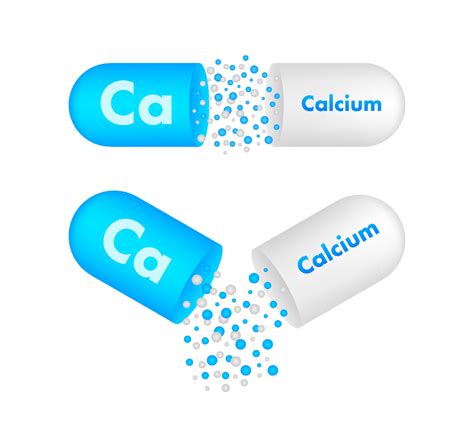 Blue Calcium On White Background Calcium Mineral Ca Pill Capsule