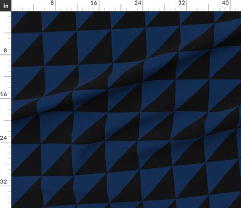 6 Inch Dark Navy Blue And Black Right Triangles Fabric Spoonflower