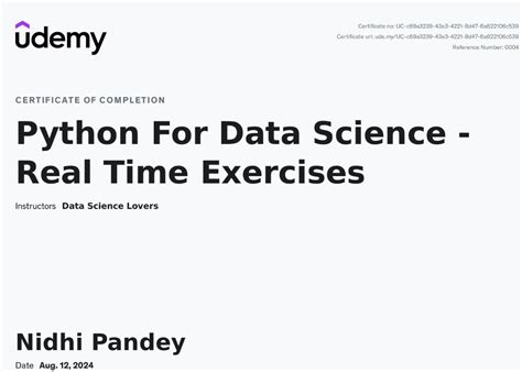 Nidhi Pandey On Linkedin Datascience Python Learning Udemy Certification