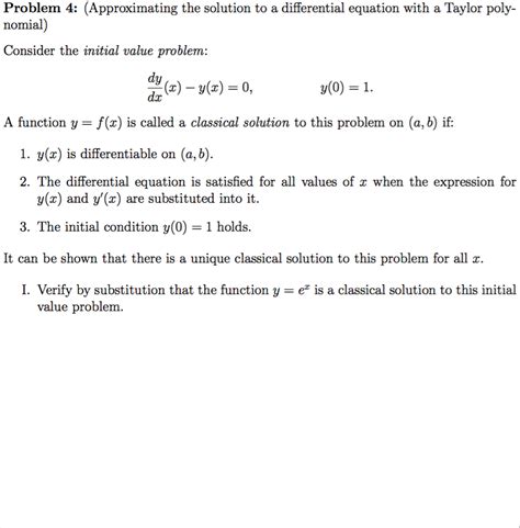 Solved Approximating The Solution To A Differential Equation