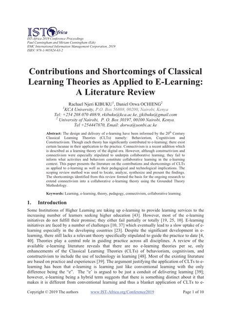 Pdf Contributions And Shortcomings Of Classical Learning Theories As Applied To E Learning A