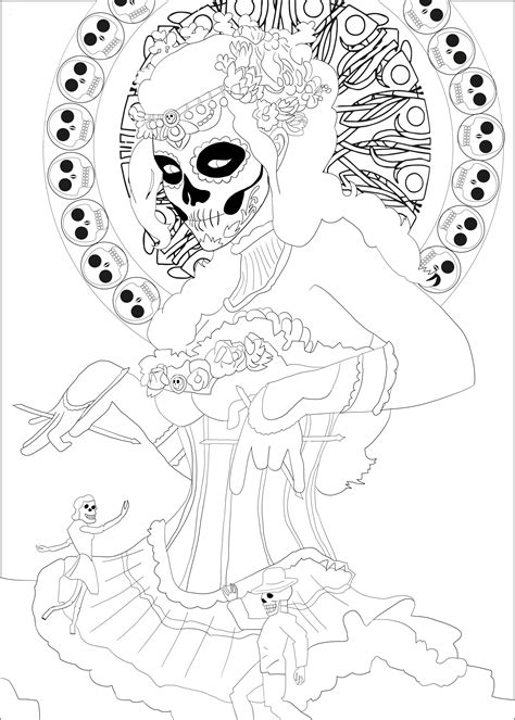 Desenhos De Casal Do Dia De Los Muertos Para Colorir Desenhos Para