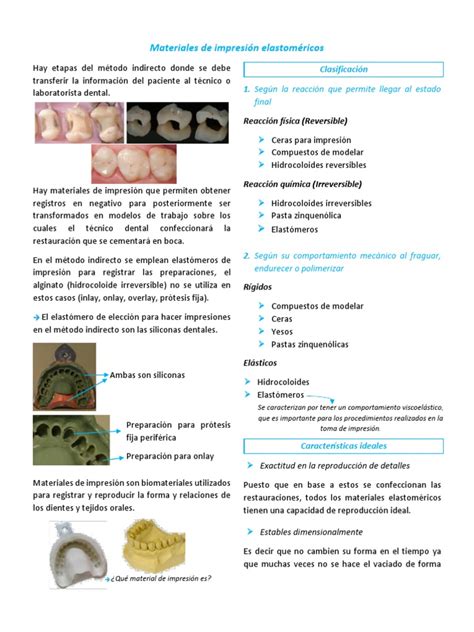 Materiales De Impresión Elastoméricos En Odontología Pdf Polímeros