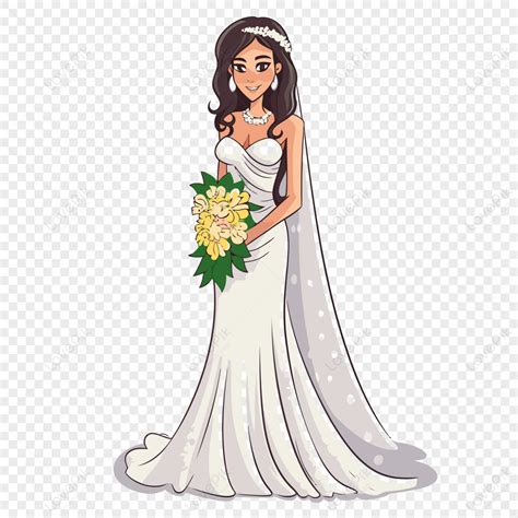 ฟรี Bride Clipart การ์ตูน งานแต่งงาน เจ้าสาวในชุดสีขาว เวกเตอร์ Png