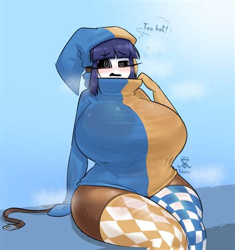 Rule 34 Blue And Yellow Blue Hair Blush Breasts Dark Skinned Female