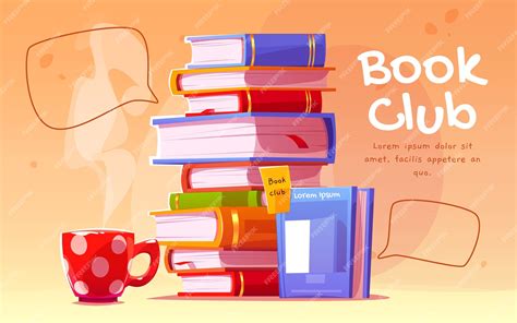 Free Vector Book Club Cartoon Style Banner