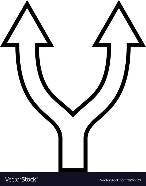Bifurcation Arrow Up Contour Icon Royalty Free Vector Image