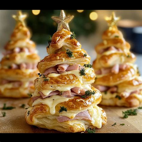 Irresistible Ham And Cheese Puff Pastry Christmas Trees