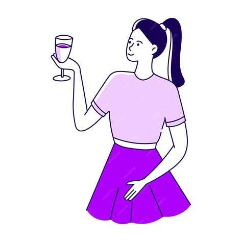 Premium Vector Woman Holding Glass Of Wine
