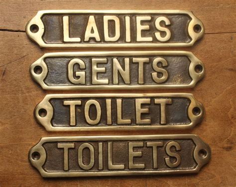 Bathroom Door Sign Available In Three Finishes Nickel Antique Bronze